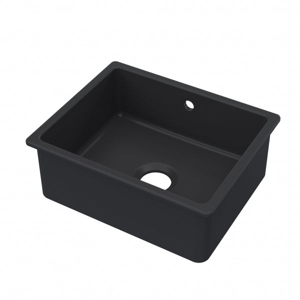 Nuie Undermount Fireclay Kitchen Sink Bowl with Overflow 548mm L x ...
