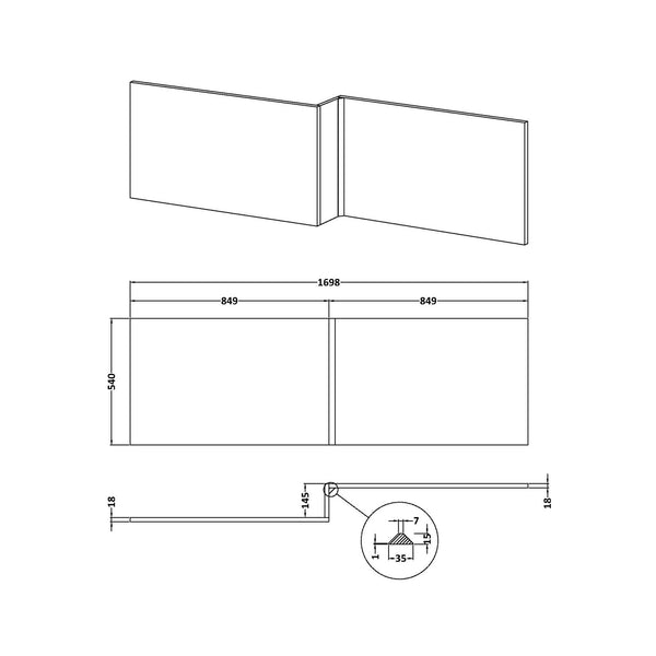 Nuie Elbe/Blocks 1700mm Square Shower Bath Front Panel - Satin Blue ...