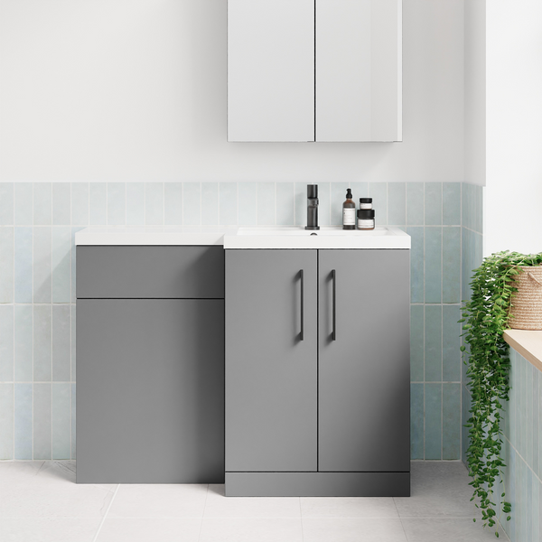 Ryker 1100mm Toilet & Basin Combination Unit - Satin Grey | welovecouk