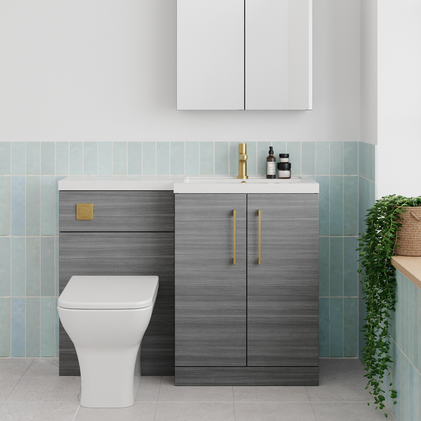 Ryker 1100mm Toilet & Basin Combination Unit - Anthracite Woodgrain ...