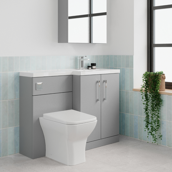Ryker 1100mm Toilet & Basin Combination Unit - Satin Grey | welovecouk