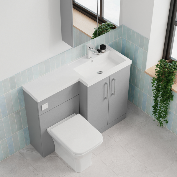 Ryker 1100mm Toilet & Basin Combination Unit - Satin Grey | welovecouk