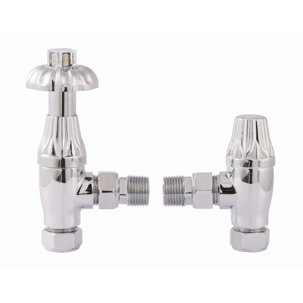 Westminster Chrome Thermostatic Radiator Round Valves with 130mm Pipe ...