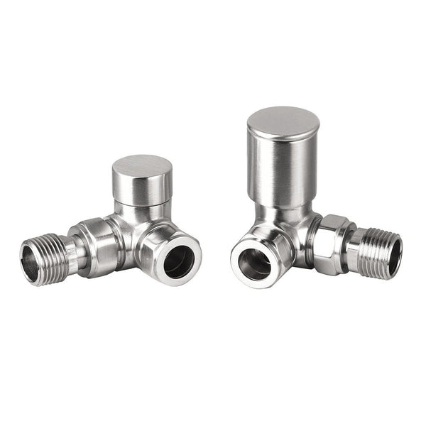 Brushed Nickel Manual Radiator Round Valves with 130mm Pipe Sleeves ...