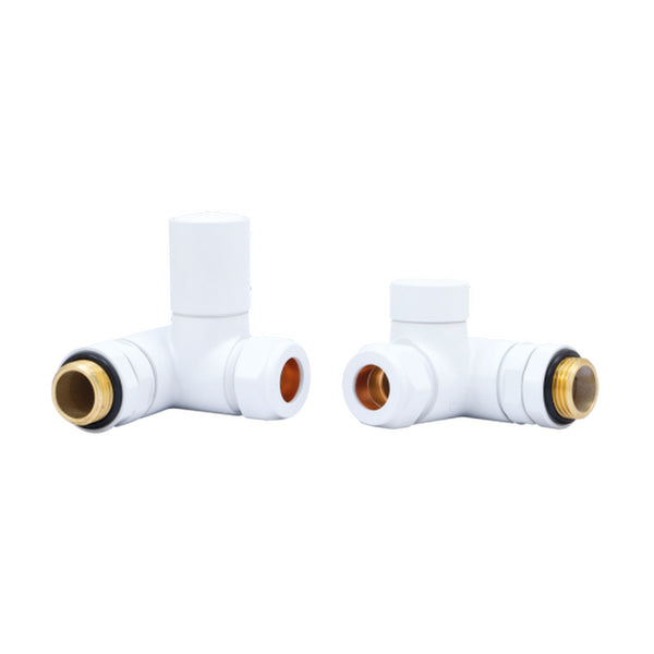 White Manual Dual Fuel Radiator Round Valves with 130mm Pipe Sleeves ...