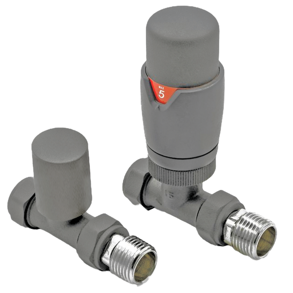 RAL7012 Thermostatic Radiator Round Valves with 130mm Pipe Sleeves ...