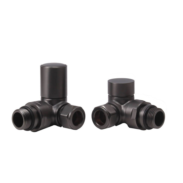 Brushed Gunmetal Manual Radiator Round Valves with 130mm Pipe Sleeves ...