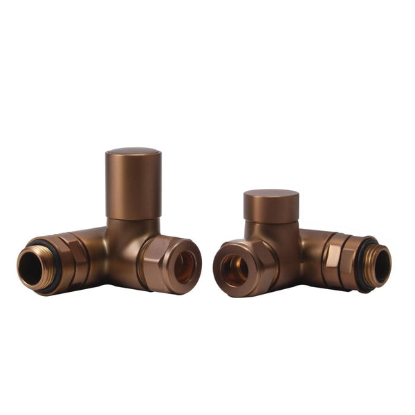 Brushed Bronze Manual Dual Fuel Radiator Round Valves with 130mm Pipe ...