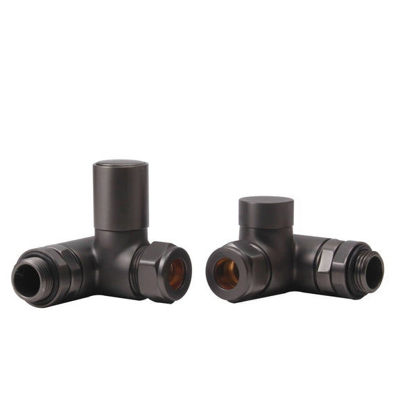 Brushed Gunmetal Manual Dual Fuel Radiator Round Valves with 130mm Pipe ...