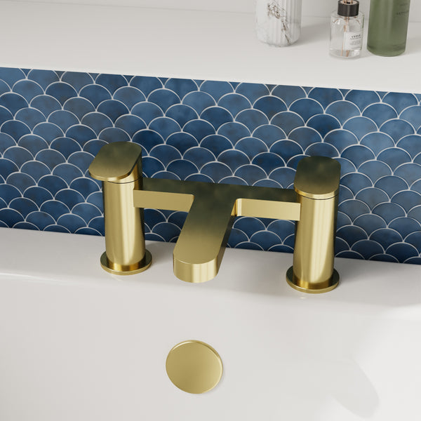 Brayden - Brushed Brass Mono Basin Mixer Inc P/B Waste and Bath Filler ...