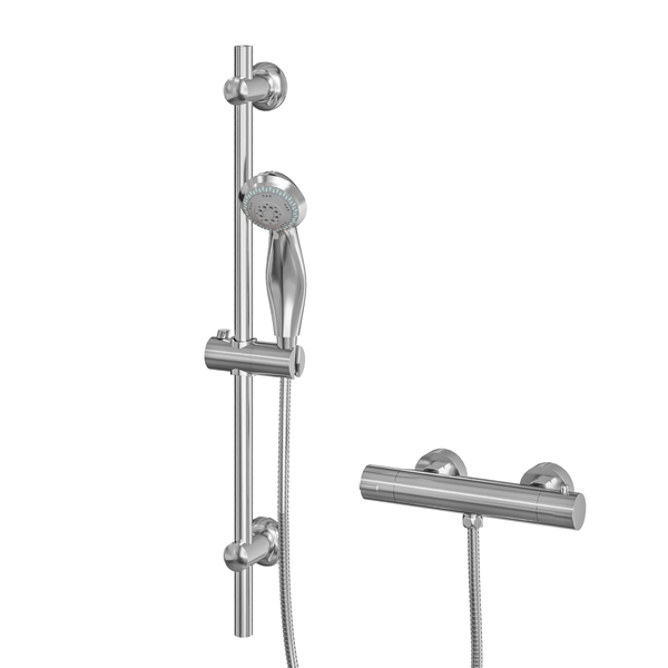 Brantley - Chrome Round Bar Valve w/ Slider Rail Kit | welovecouk