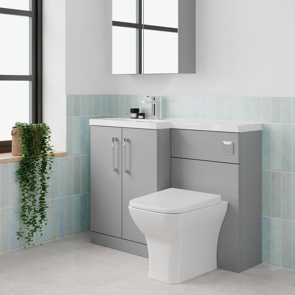 Ryker 1100mm Toilet & Basin Combination Unit - Satin Grey | welovecouk