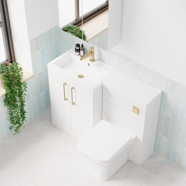 Ryker 1100mm Toilet & Basin Combination Unit - White | welovecouk