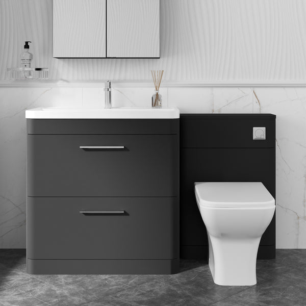 Pride 1350mm 2-Drawer Vanity & WC Combination Unit Set - Soft Black ...