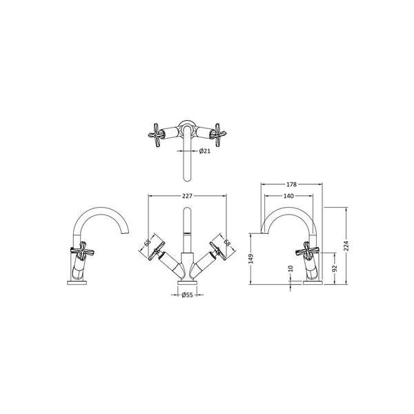 Aztec Mono Basin Mixer - Matt Black | welovecouk