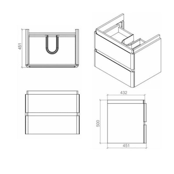 RAK Resort 650mm 2-Drawers Basin Unit & Basin - Matt Mushroom | welovecouk