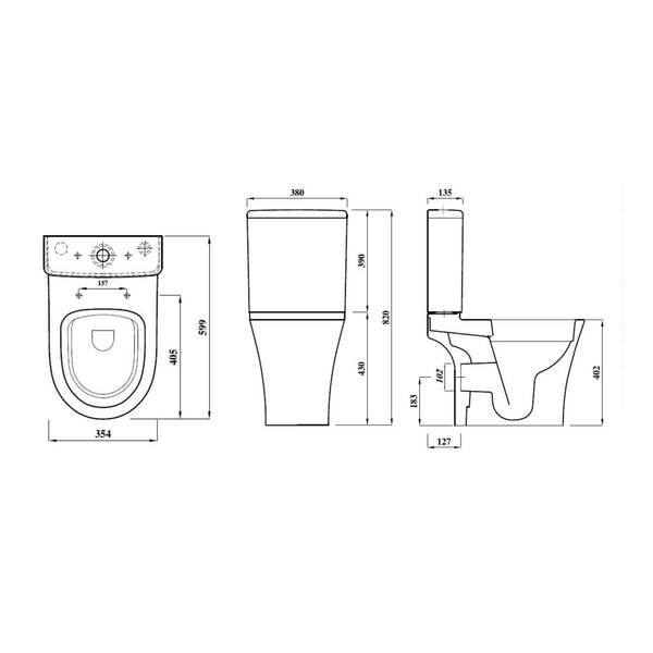 LECICO Shani Round Rimless Sanitaryware - Close Coupled Open Back Pan ...