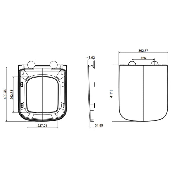 LECICO Shani Square Rimless Sanitaryware - Wrap Over Soft Close Seat ...