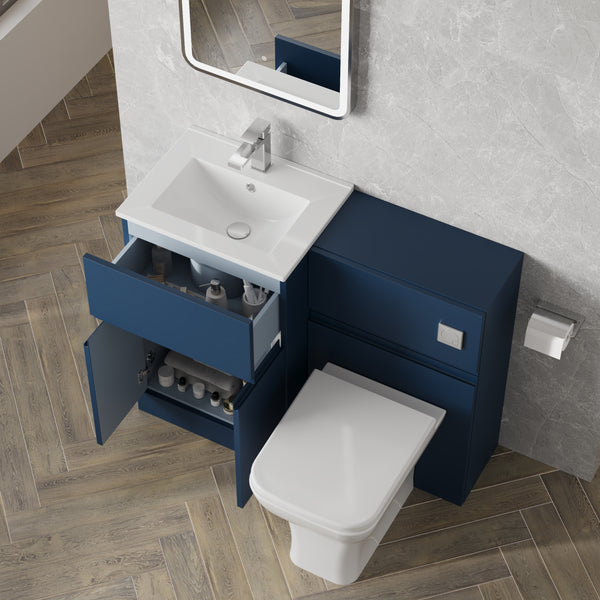 COSMO Square 2-Door 1-Drawer 1000mm Combination Unit - Satin Blue ...
