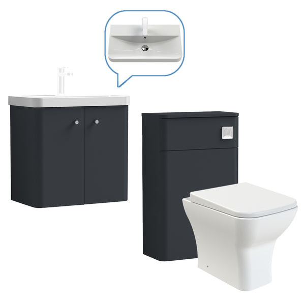 Core-Series Wall Hung Vanity & WC Set 1100mm - Soft Black | welovecouk