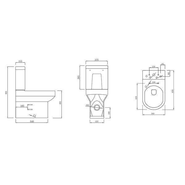 LECICO Zara Round Rimless WC - Comfort Height Close Coupled Flush To ...