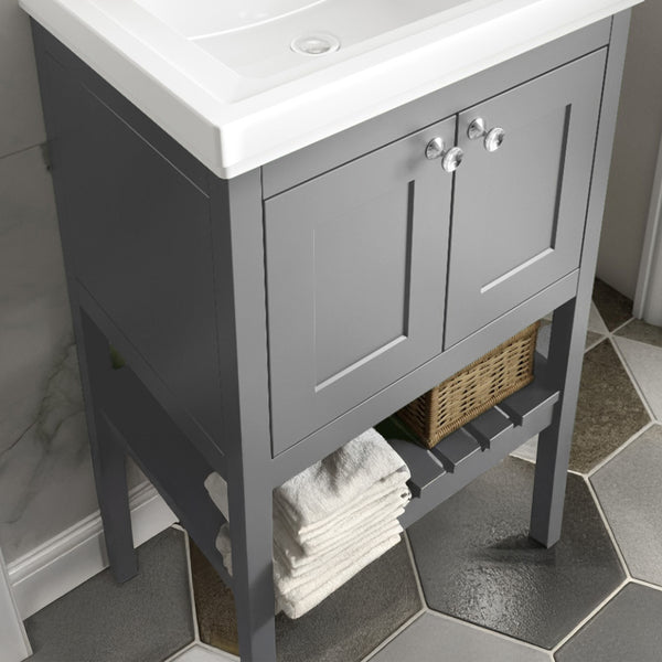 Bexley 600 Floor Standing 2-Door Vanity Unit & Classic Basin 1 Tap Hole ...