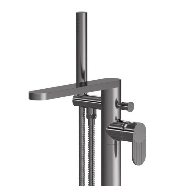 Nuie Binsey Cyprus Freestanding Bath Shower Mixer with Kit - Brushed ...
