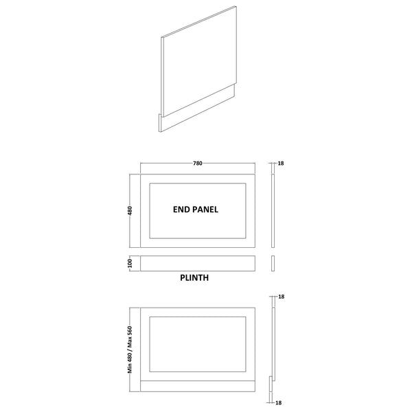 Shaker Waterproof Front & End Straight Bath Panel 1800 x 800 - White ...