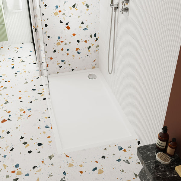 Anti Slip 1000 x 800 Rectangle Stone Shower Tray | welovecouk