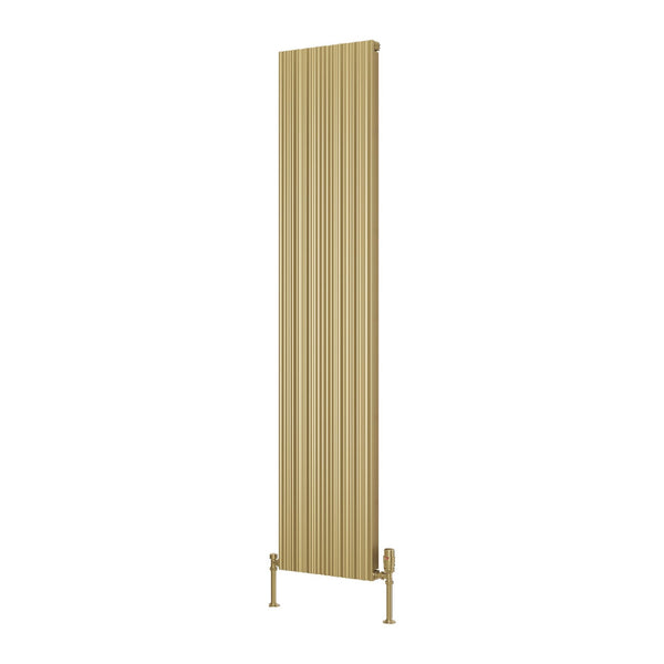 Reina Melvin Vertical Aluminium Radiator - 1800 x 360mm - Brass Effect ...