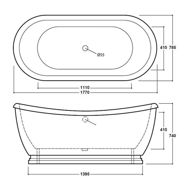 Synergy Boat Traditional White Freestanding Bath 1770mm - White ...