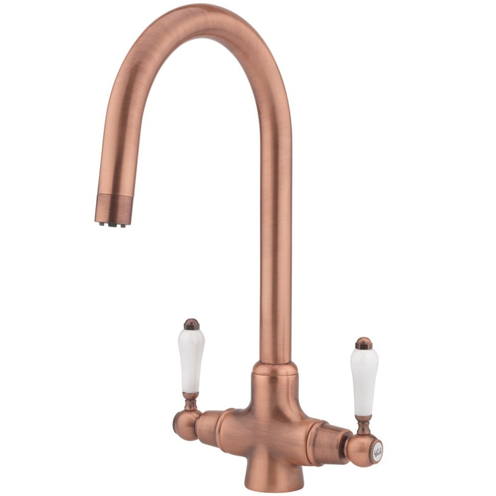 Tre Mercati Little Venice Traditional Copper 2 Lever Mono Sink Mixer ...