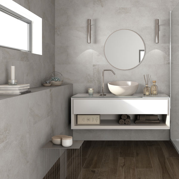 Chloe Ash Rectangle Porcelain Tiles | welovecouk