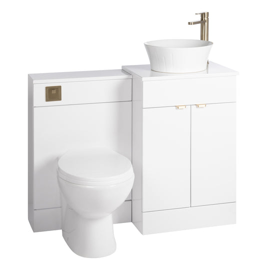 Nuie Eden 1000mm Countertop Vanity with White Basin & WC Set - White ...