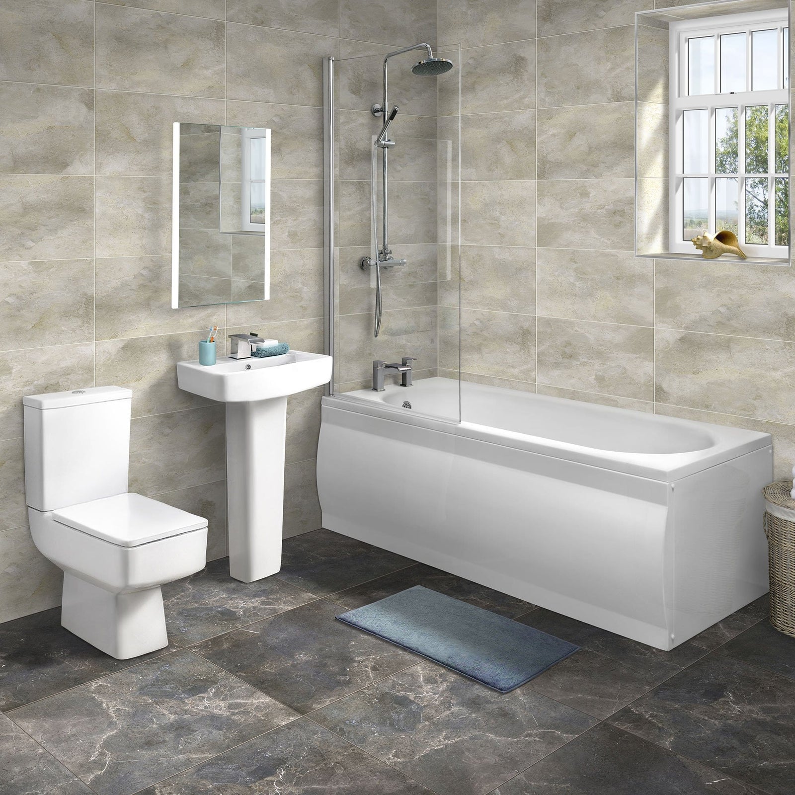 Serene Complete Shower Bathroom Suite | welovecouk