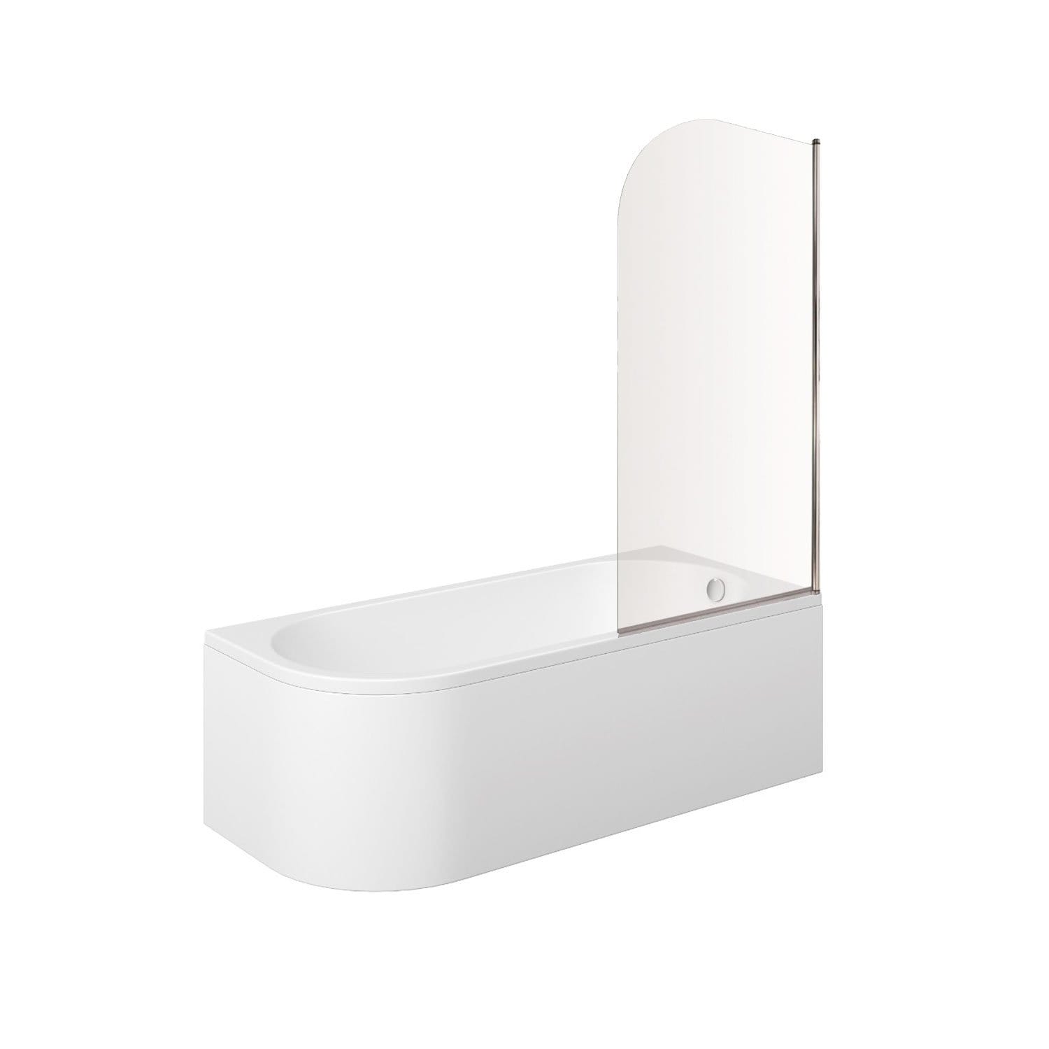 J Shaped 1700 x 750 Right Hand Single Ended Bath, Panel & 6mm Curved ...