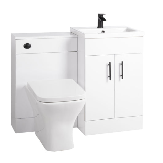 Nuie Eden 1000mm Vanity & WC Set - White with Matt Black Handles ...