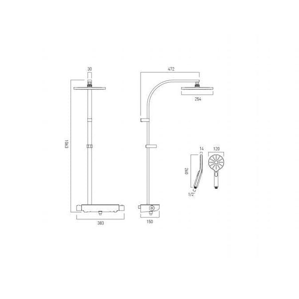 Vado Strata Thermostatic Shower Column | welovecouk