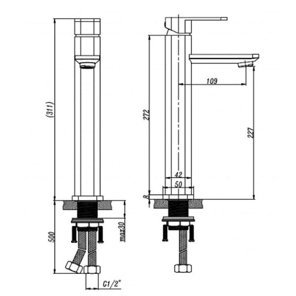 RAK Resort Single Lever Tall Mono Basin Mixer Tap | welovecouk