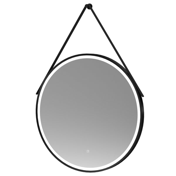 Hudson Reed 800mm Round Illuminated Mirror - Black | welovecouk